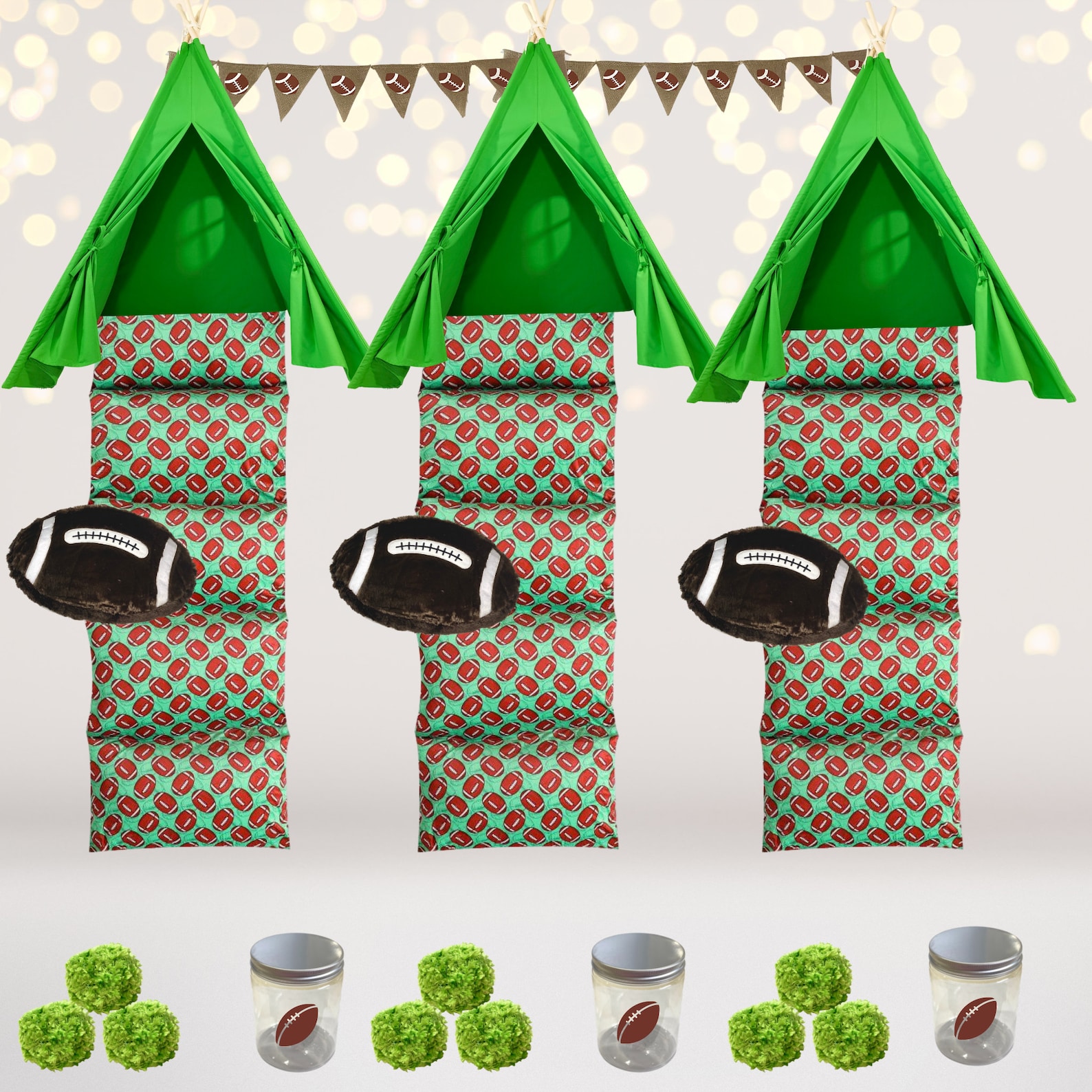 Football Teepee Tent Slumber Party in a Box Football Birthday | Etsy