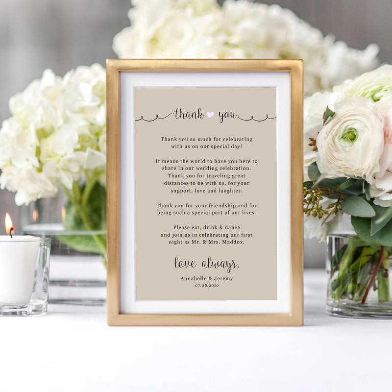 Reception Thank You - Etsy