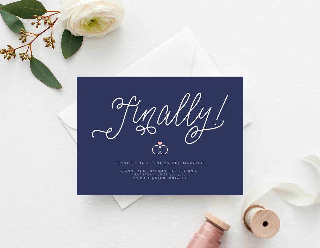 Simple Wedding Announcement Card: Marriage Notice (PDF or Printed) - Etsy