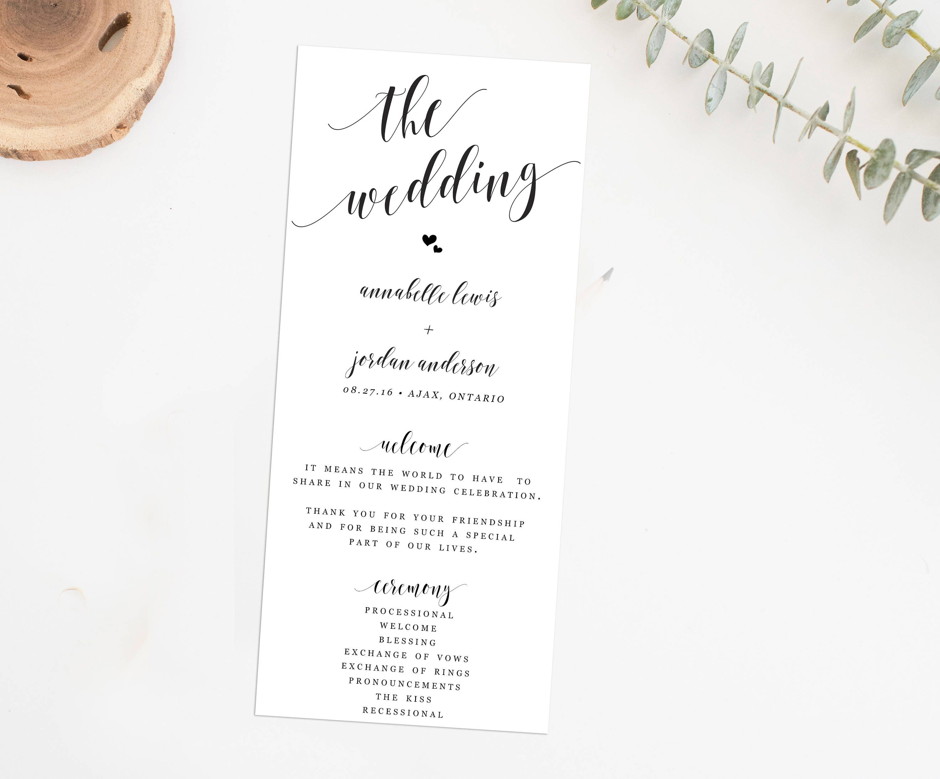 Fancy Script Wedding Program Printable Ceremony Program - Etsy Canada