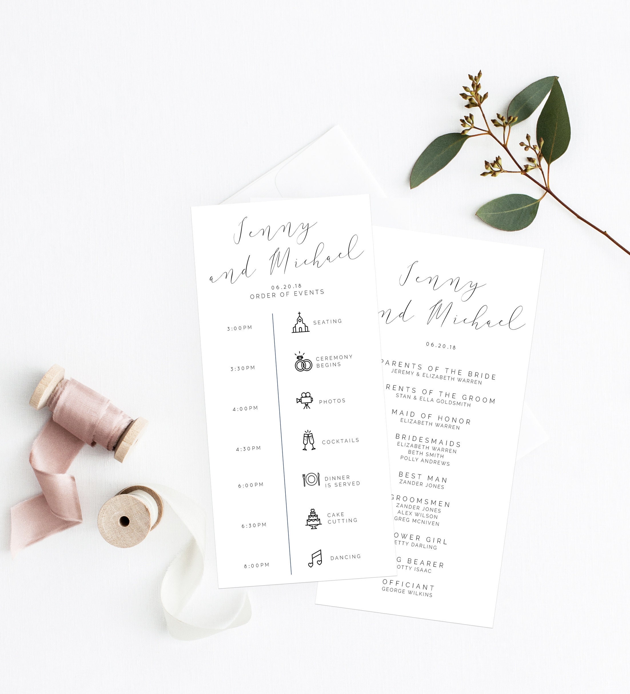 Wedding Timeline, Wedding Program Timeline With Icons, Wedding Order of ...