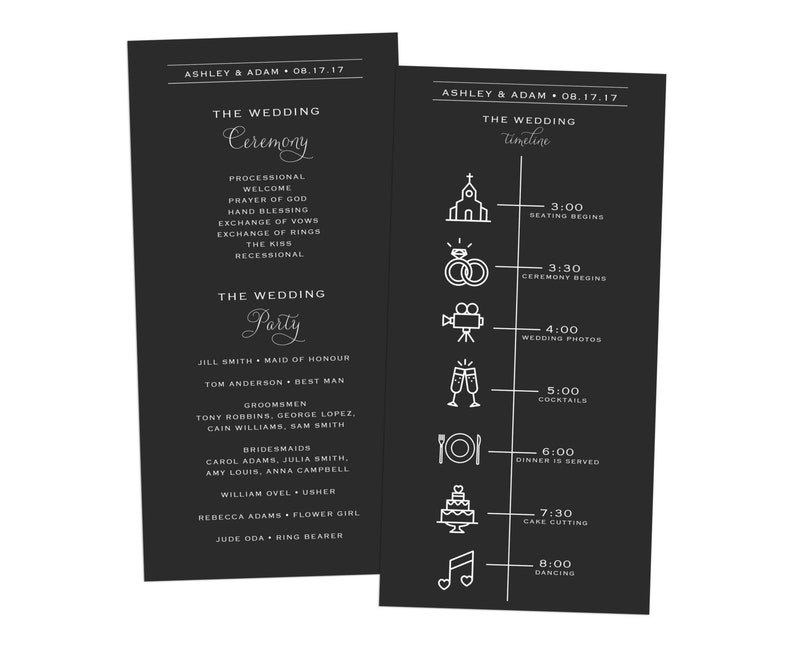 Printable Wedding Timeline Wedding Programs Printable - Etsy