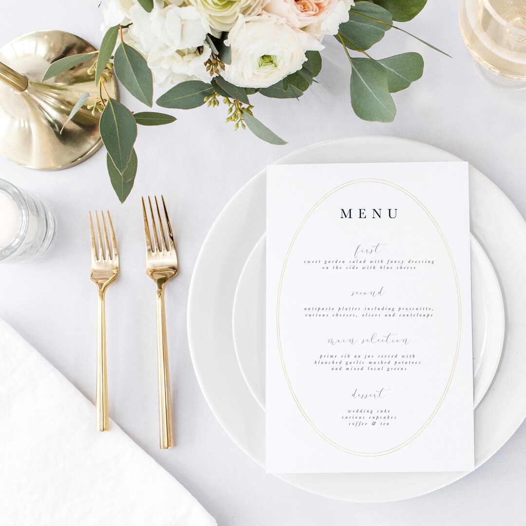 Modern Menu Printable, Watercolor Wedding Menu, Bridal Shower Menu Card ...