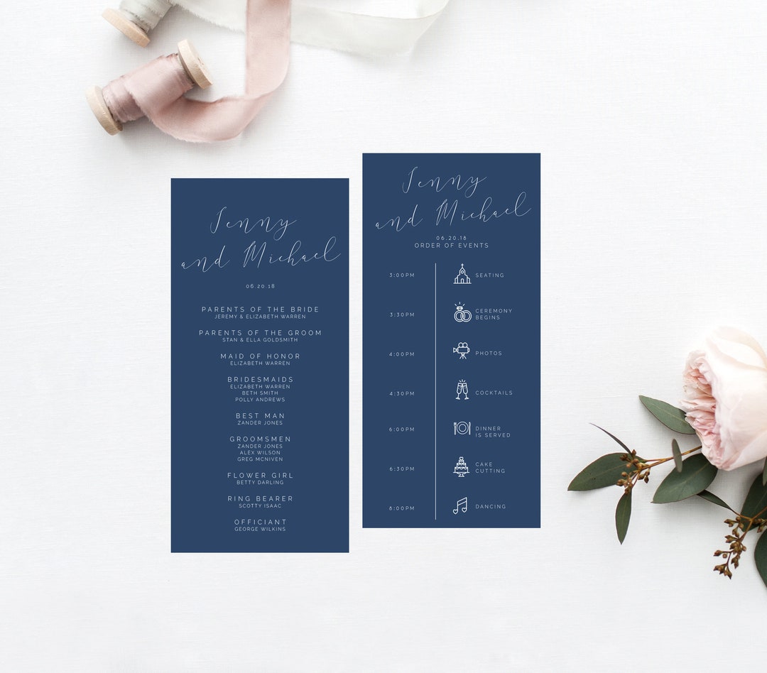 Printable Wedding Timeline, Wedding Programs, Printable Wedding ...