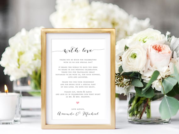 Printable Wedding Thank you Note Reception Thank You Card | Etsy