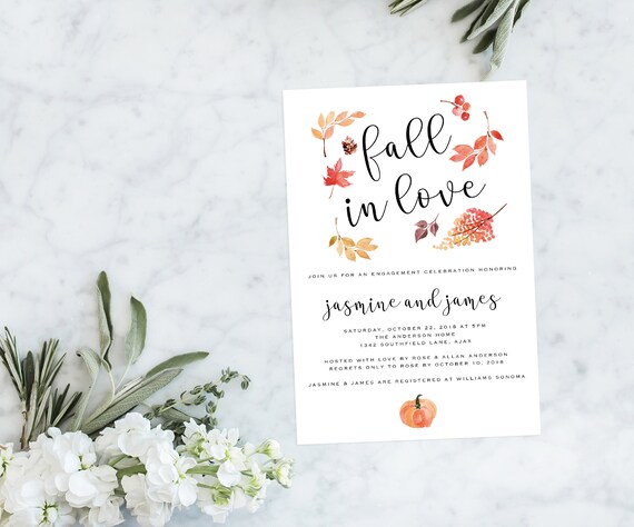 Fall in Love Engagement Party Invitation Fall Engagement | Etsy