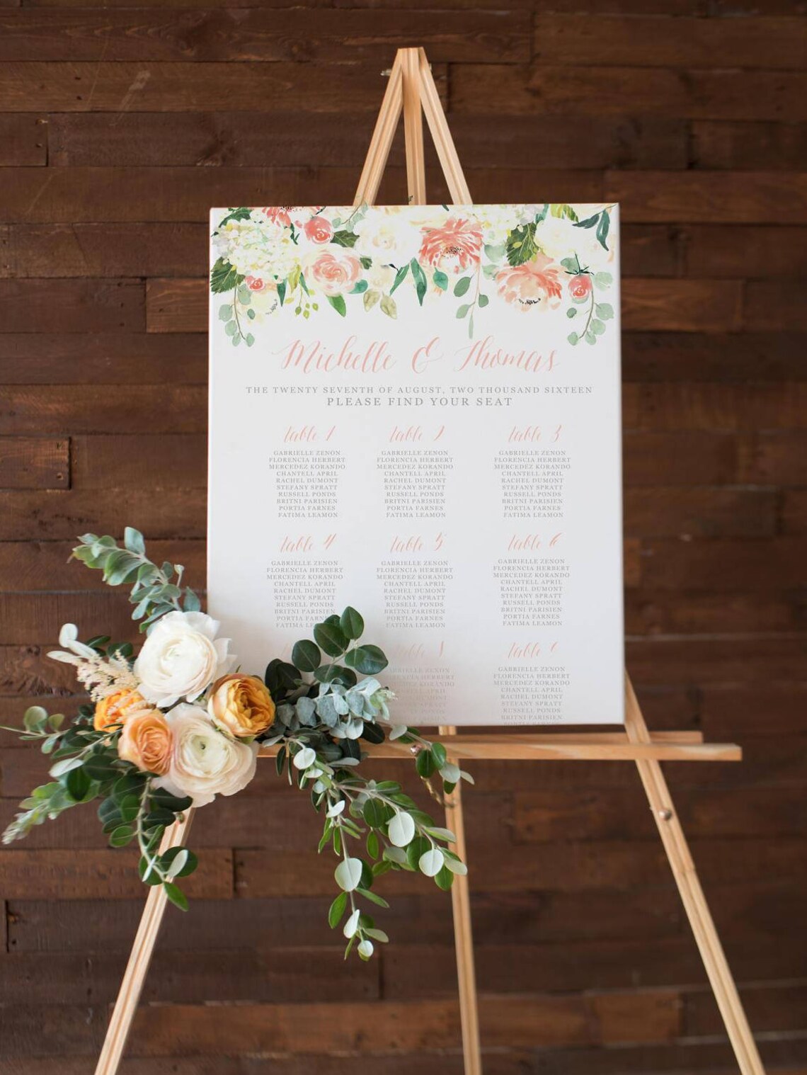 Printable Wedding Seating Chart Floral Seating Chart Digital - Etsy