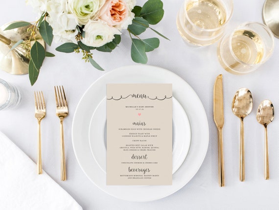 Printable Rustic Menu Card Customizable Wedding Menu Card | Etsy Canada