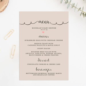 Printable Rustic Menu Card, Customizable Wedding Menu Card, Wedding ...