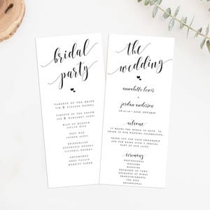 Fancy Script Wedding Program, Printable Ceremony Program, Double Sided ...