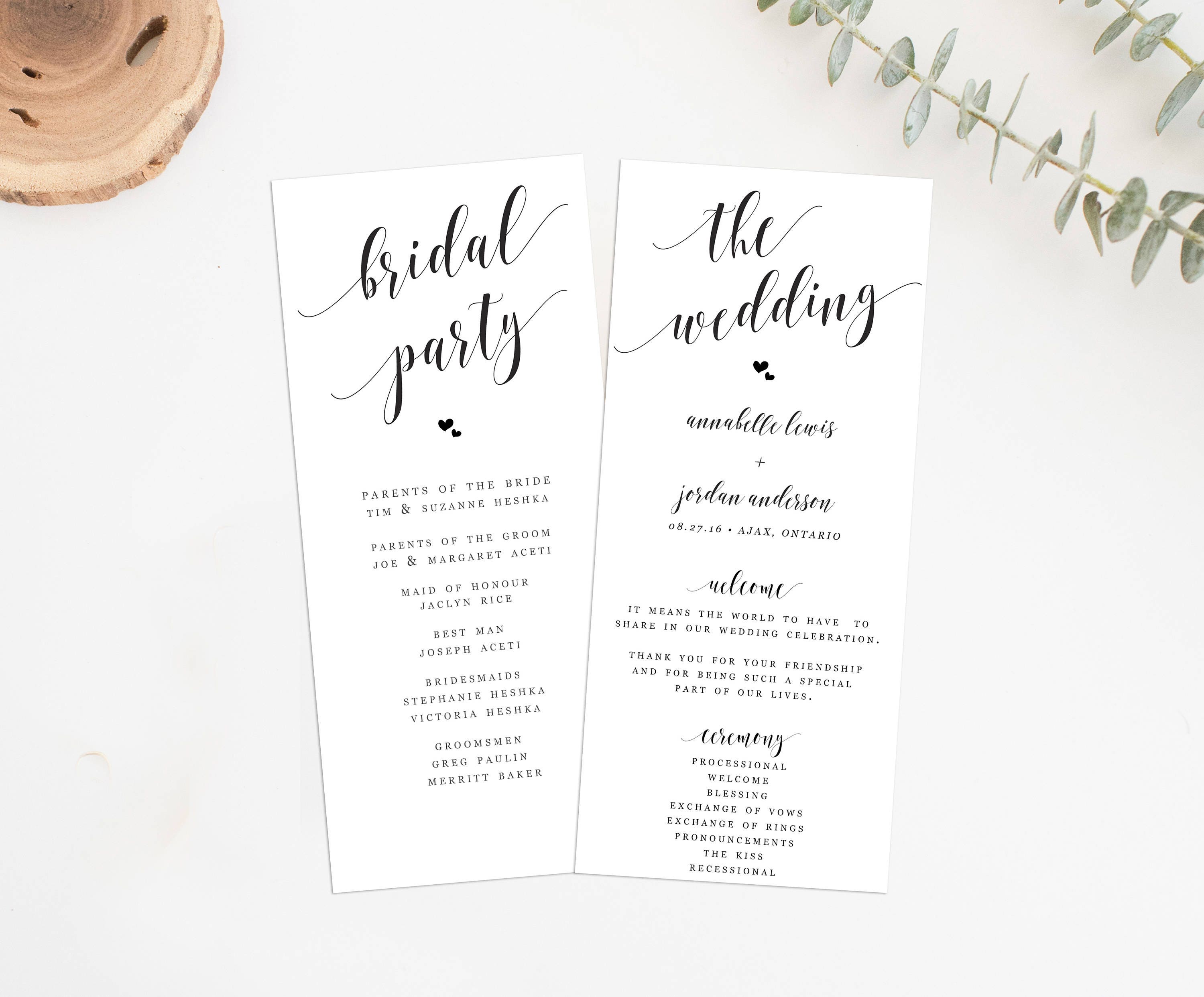 Fancy Script Wedding Program Printable Ceremony Program - Etsy Canada