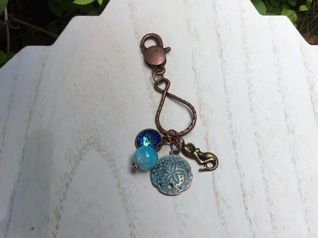 Beach Keyring, Copper Patina Sand Dollar Keyring, Mermaid Keyring, Gift ...