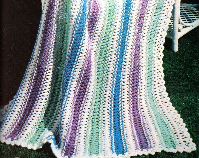 Hairpin Lace Afghan Crochet Pattern Lacy Stripe Blanket Throw | Etsy