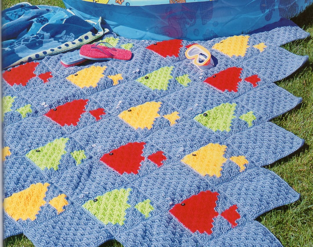 Fish Afghan Crochet Pattern Ocean Fish Squares Afghan Crochet Pattern ...