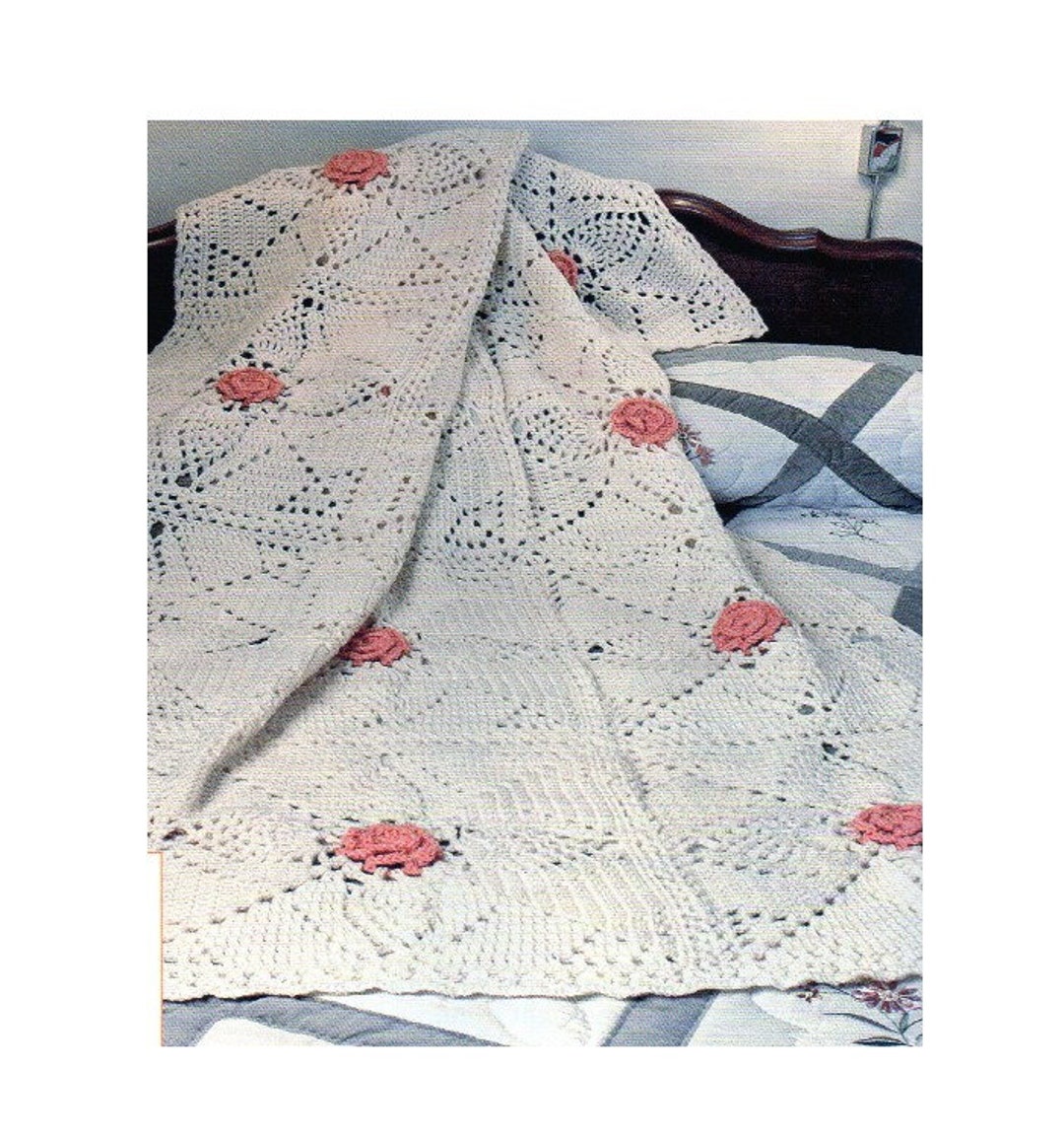 Rose Flower Motif Afghan Crochet Pattern Roses Squares Afghan Crochet ...