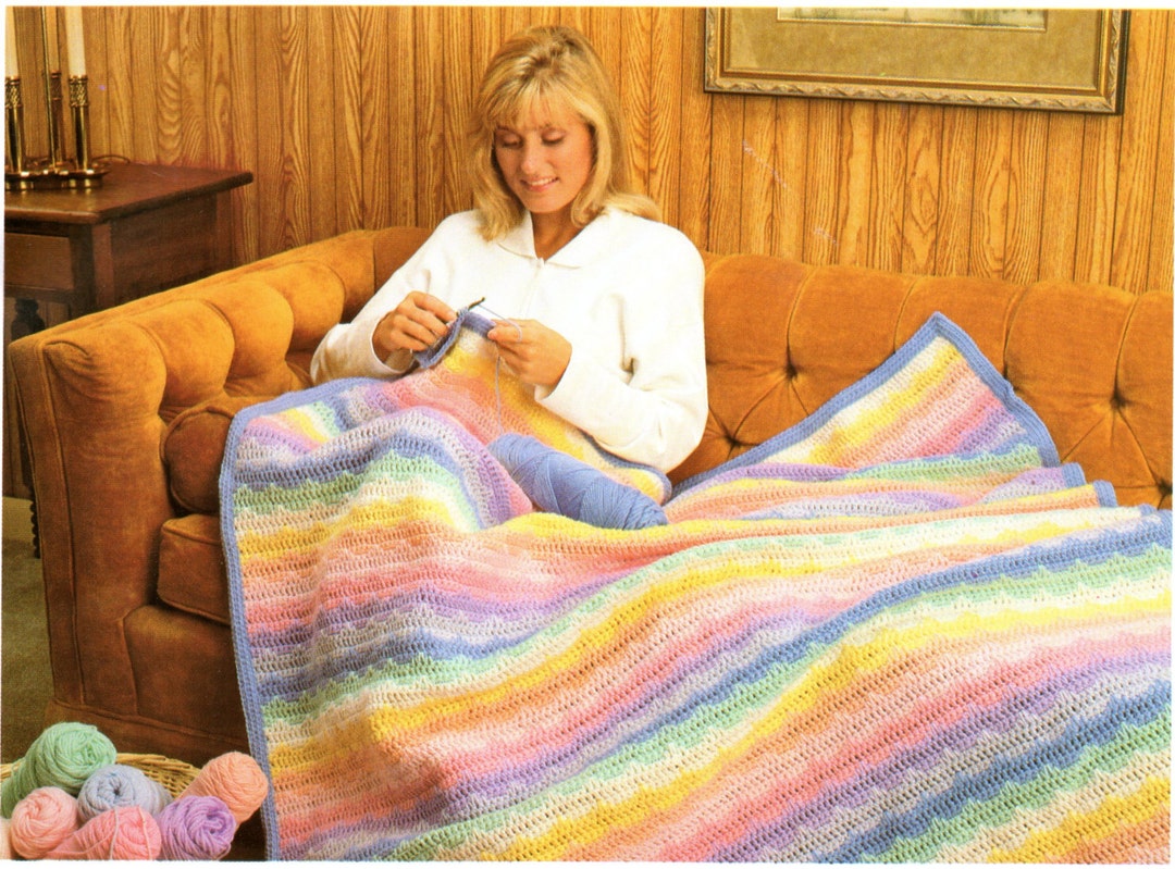 Vintage Color Dipped Pastel Afghan Crochet Pattern Summer Pastel Afghan ...