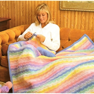 Vintage Color Dipped Pastel Afghan Crochet Pattern Summer Pastel Afghan ...