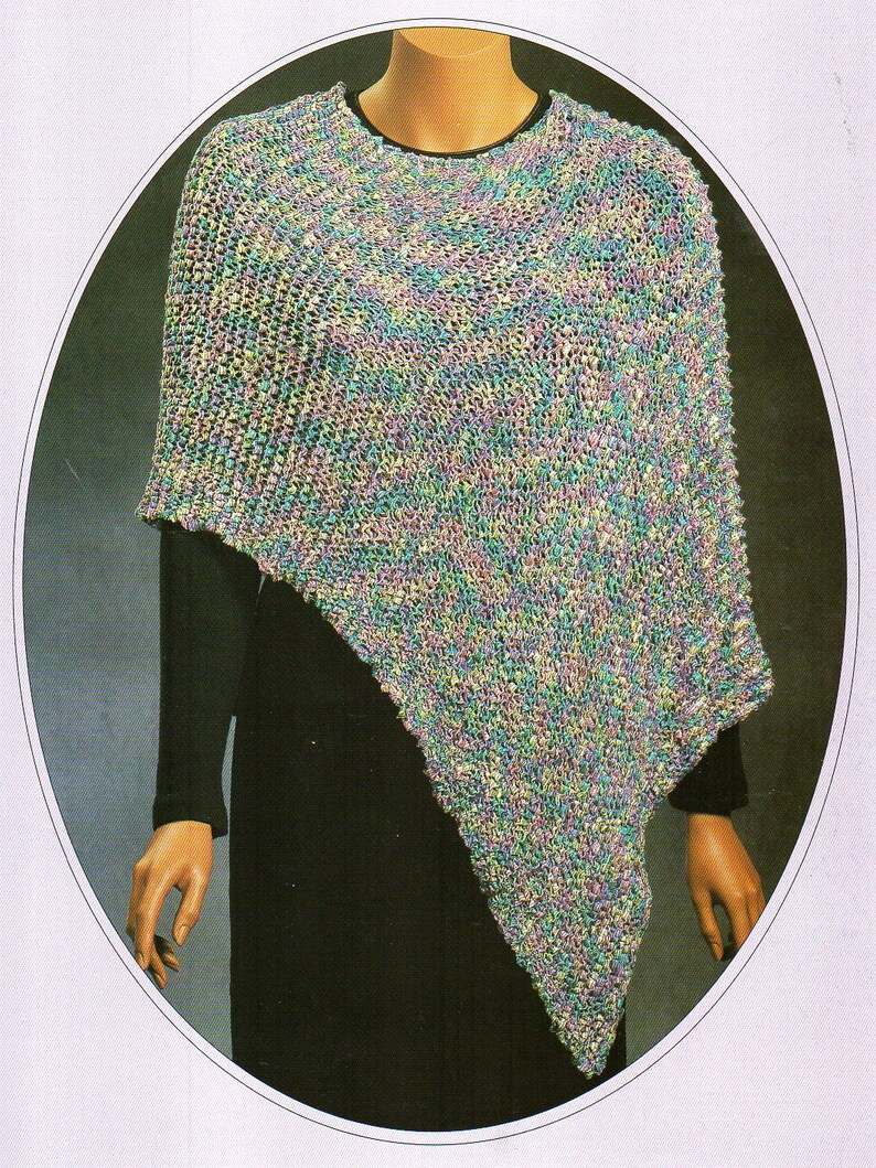 Asymmetrical Cape Poncho Knitting Pattern Long Poncho Knitting Pattern ...