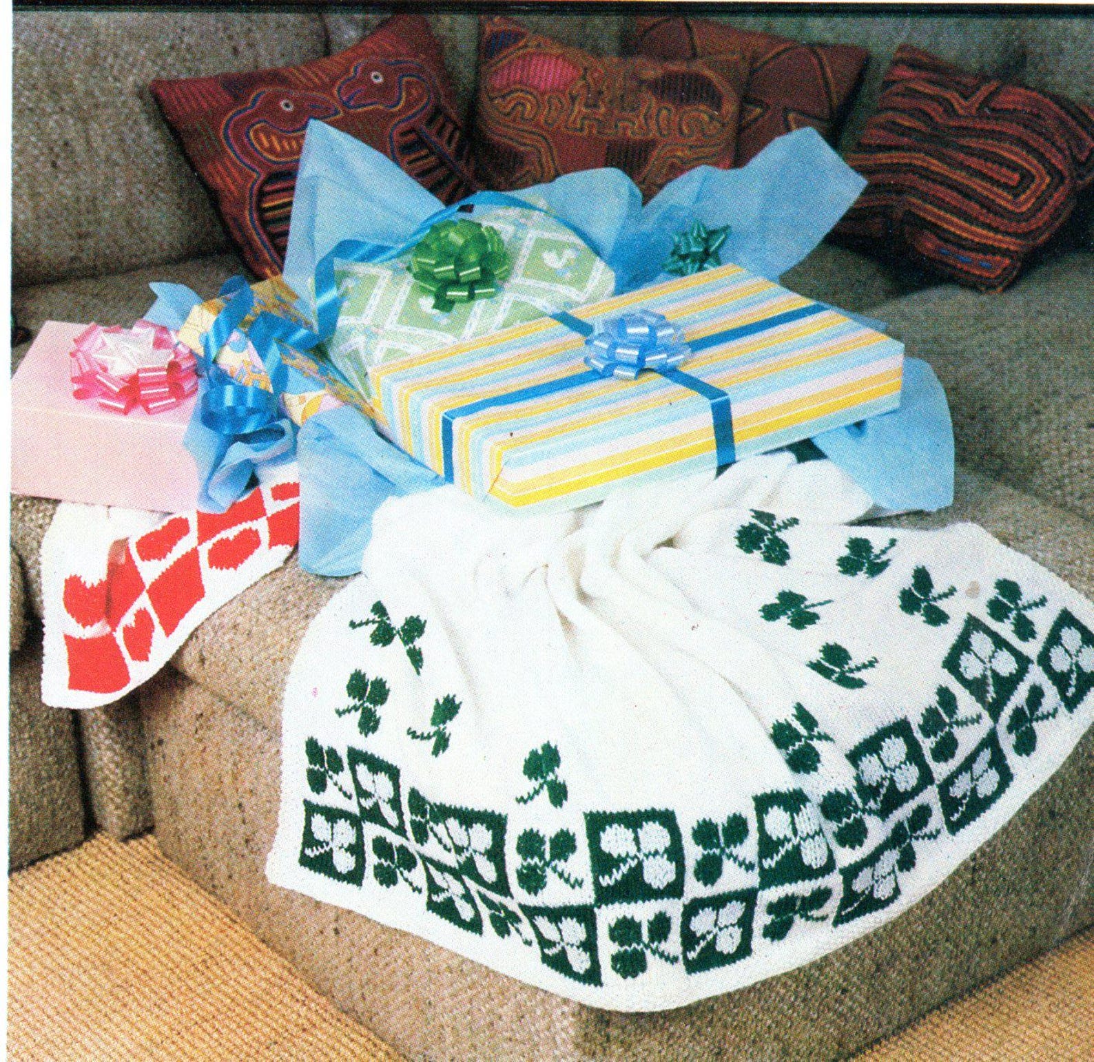 2 Blankets Knitting Pattern Clovers Plus Hearts Shamrock and Heart ...