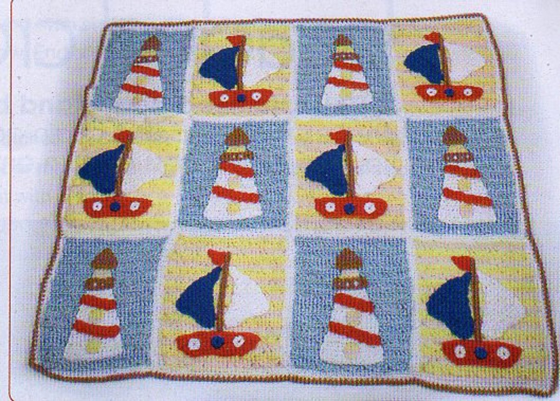 Boats Afghan Crochet Pattern Nautical Boat and Lighthouse Afghan ...