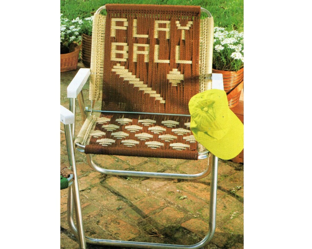 Lawn Chair Folding Chair Macrame Pattern 1970s Play Ball Sports ...