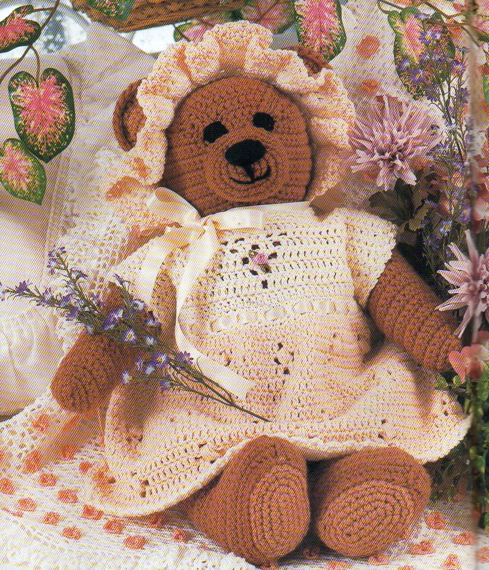 Large Teddy Bear Crochet Pattern With Dress and Bonnet Huge 20 Inches ...