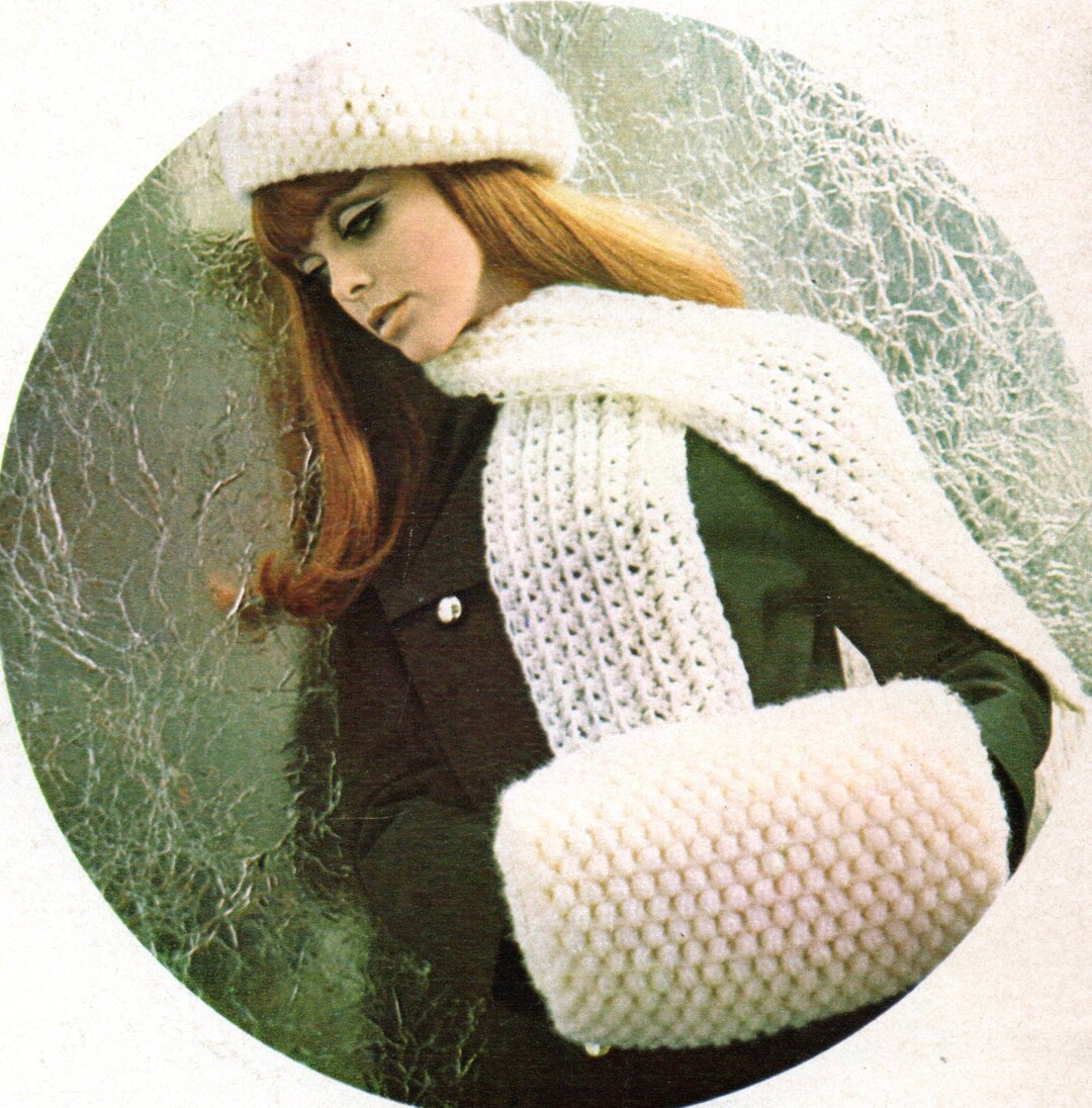 Muff Scarf and Hat Crochet Pattern Hat Hand Warmer Muff Crochet Pattern ...