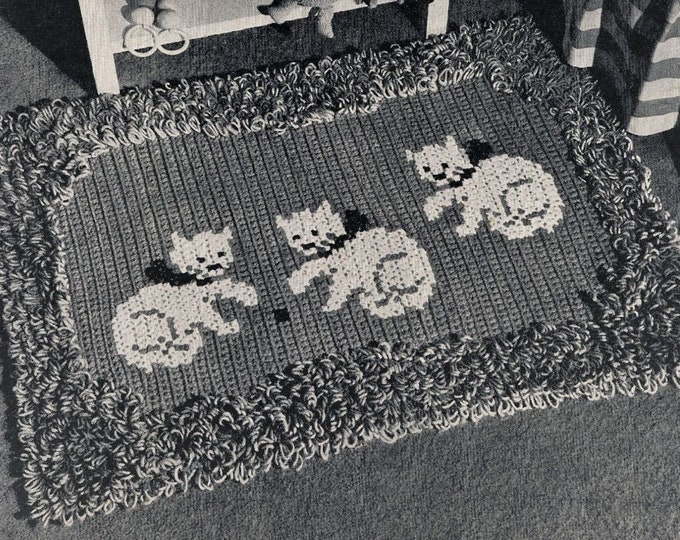 Kitty Cat Rug Crochet Pattern Feline Kittens Cat Rug Crochet Pattern ...