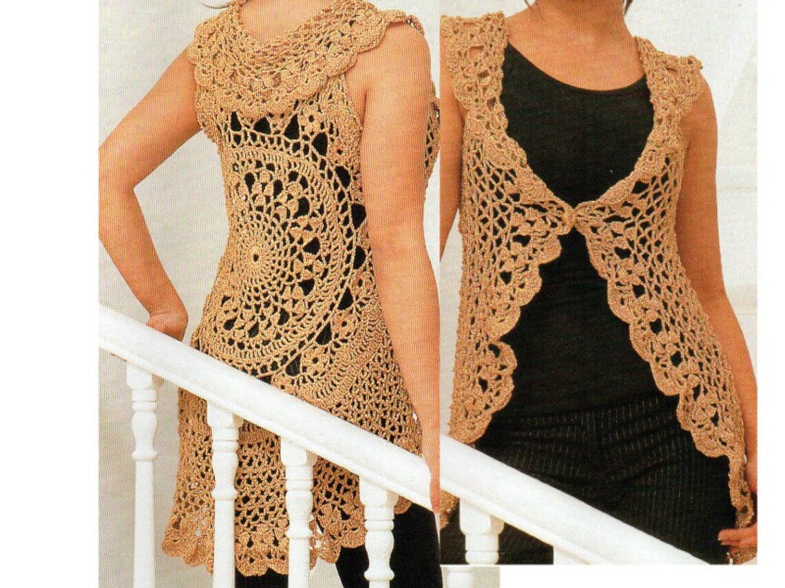 Back Motif Vest Top Shirt Crochet Pattern Womens Mesh Shell Motif ...