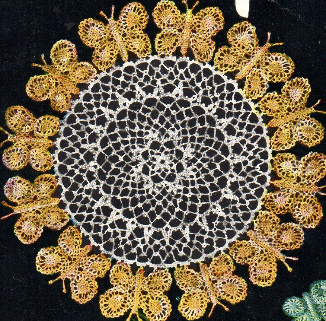 3 Vintage Doily Crochet Patterns Rose Butterfly Cameo Doily Patterns ...