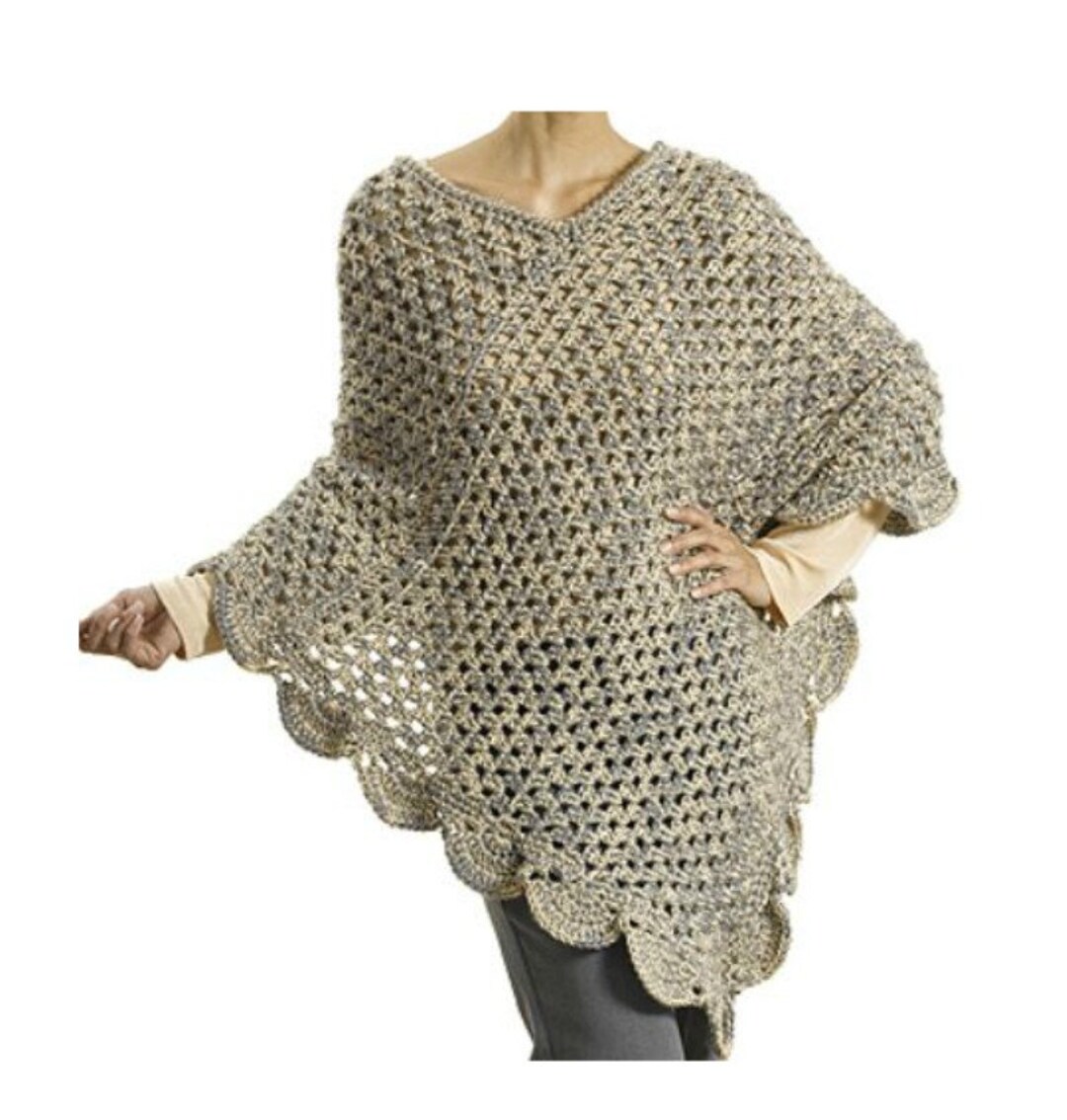 Shell Poncho Crochet Pattern Scallop Shawl Poncho Cape Crochet Pattern ...