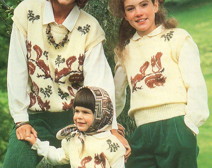 Squirrel Motif Sweater Knitting Pattern Leaf Squirrel Sweater Knitting ...