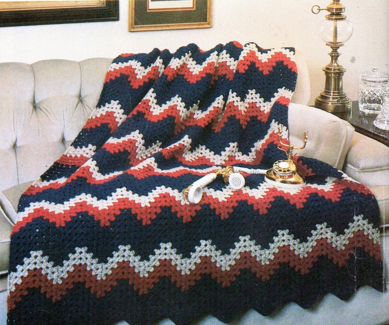 Ripple Afghan Crochet Pattern Wavy Blanket Throw Afghan Crochet Pattern ...