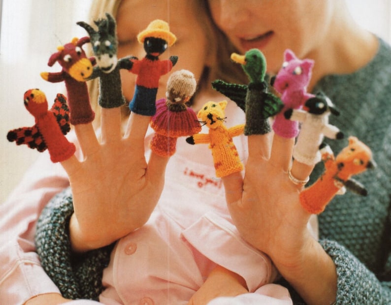 10 Old Macdonald Farm Finger Puppets Knitting Pattern Nursery Rhyme ...