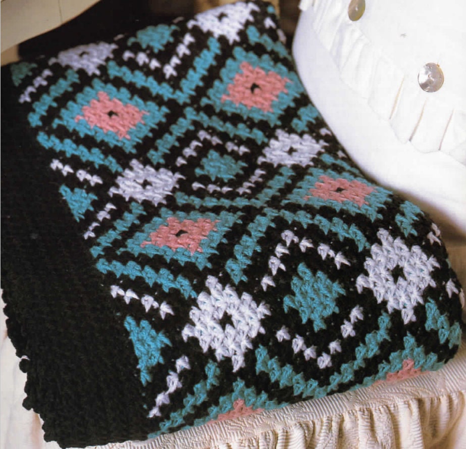 Vintage Aztec Afghan Crochet Pattern Southwest Afghan Crochet Pattern ...