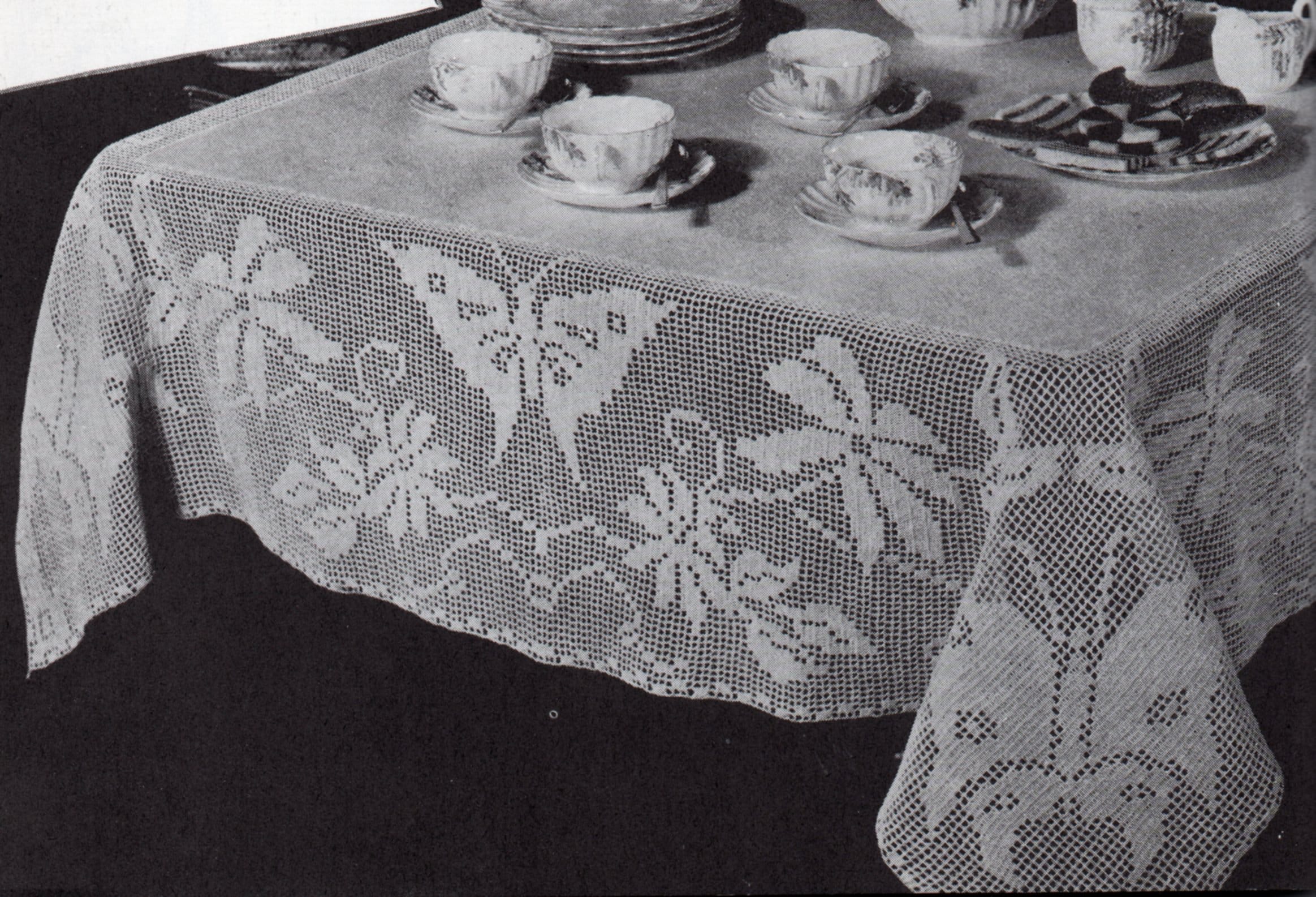 Butterfly Tablecloth Crochet Pattern Vintage Butterfly Lace Tablecloth ...