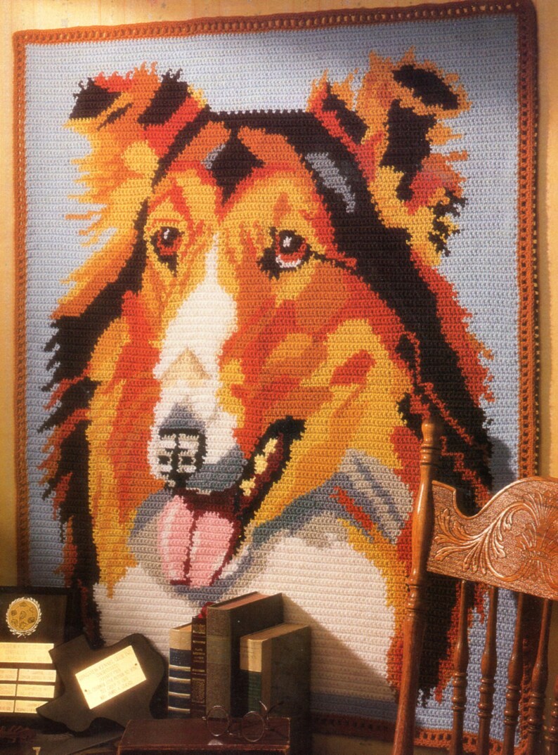 Collie Dog Afghan Graph Crochet Pattern Collie Graphgan Afghan | Etsy