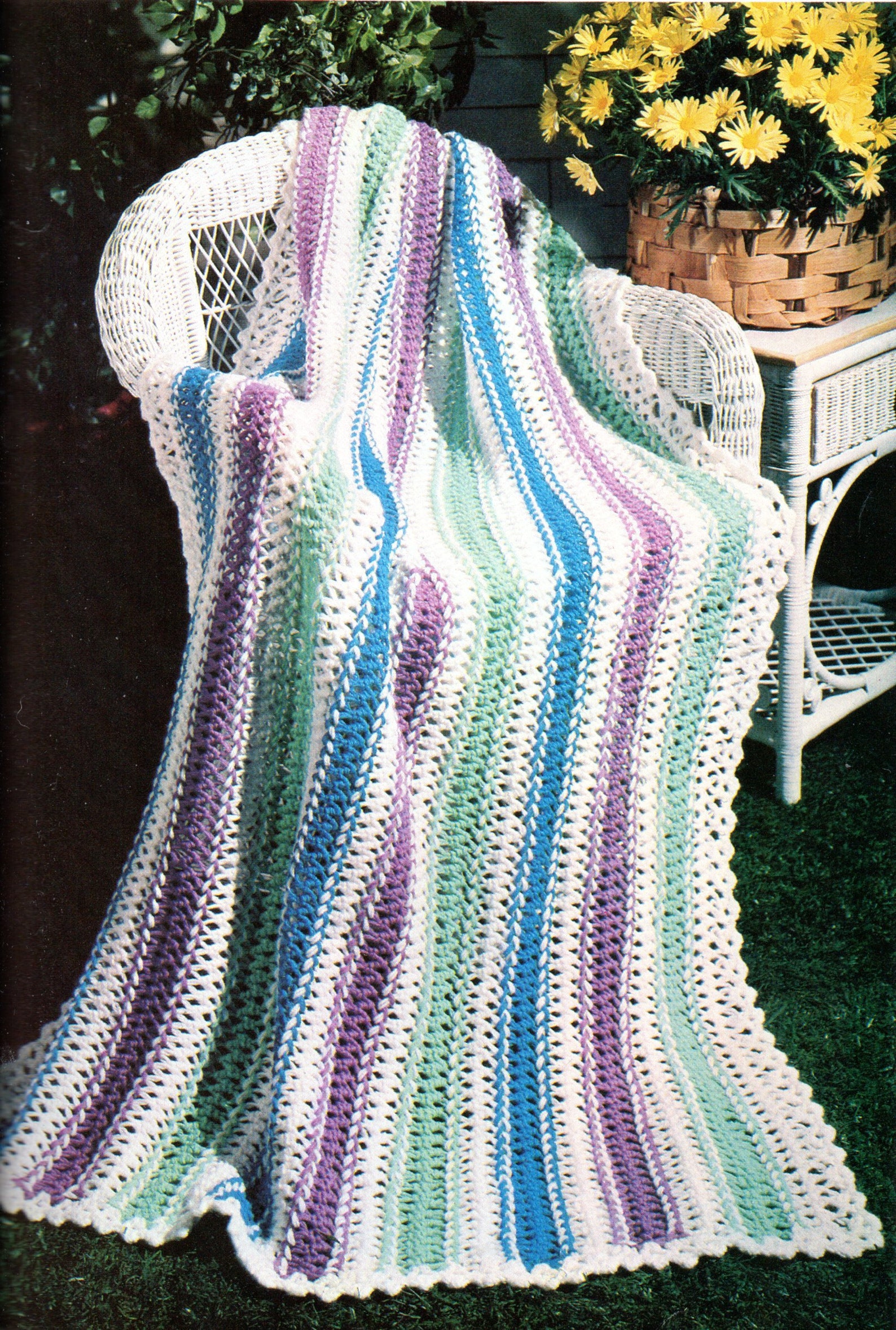Hairpin Lace Afghan Crochet Pattern Lacy Stripe Blanket Throw Crochet ...