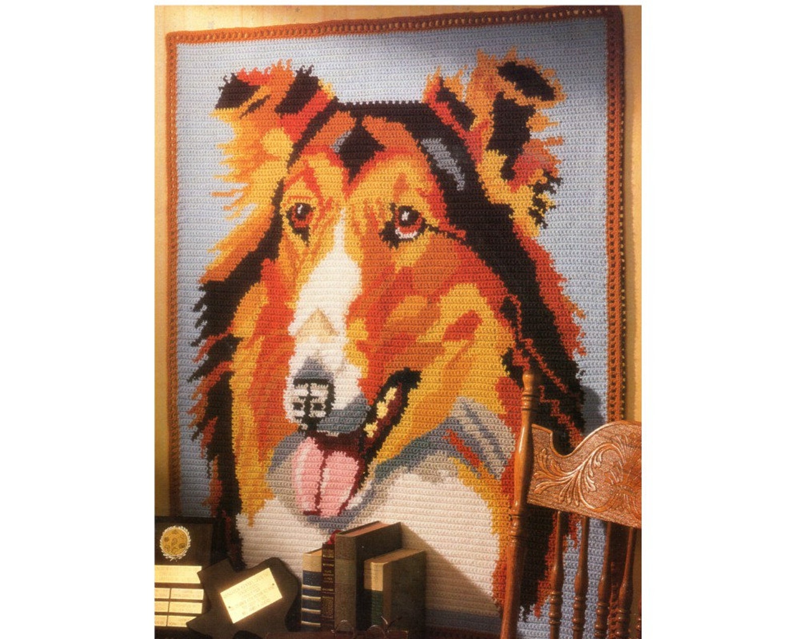 Collie Dog Afghan Graph Crochet Pattern Collie Graphgan Afghan Crochet ...