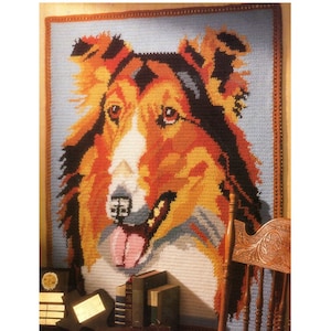 Collie Dog Afghan Graph Crochet Pattern Collie Graphgan Afghan Crochet ...