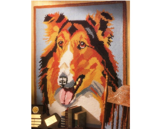Collie Dog Afghan Graph Crochet Pattern Collie Graphgan Afghan Crochet ...