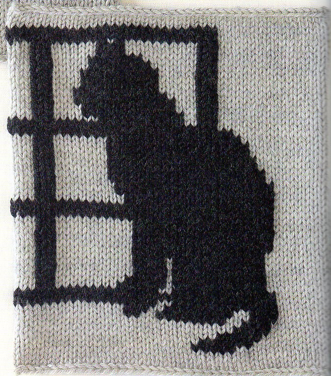 Cat Sitting in Window Knitting Block Pattern Cat Silhouette Knitting ...