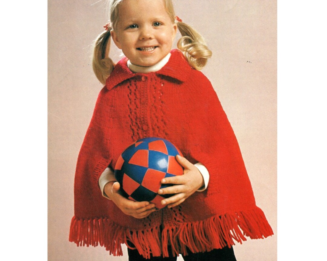 Child Cape Poncho Knitting Pattern Cape Poncho Shawl Fringe Knitting ...