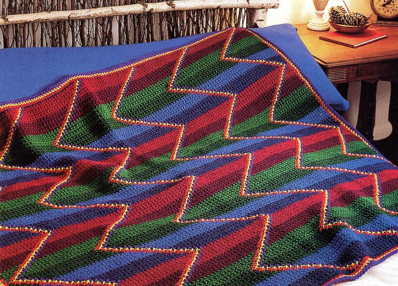 Zig Zag Afghan Crochet Pattern Rows of Zig Zags Afghan Crochet - Etsy