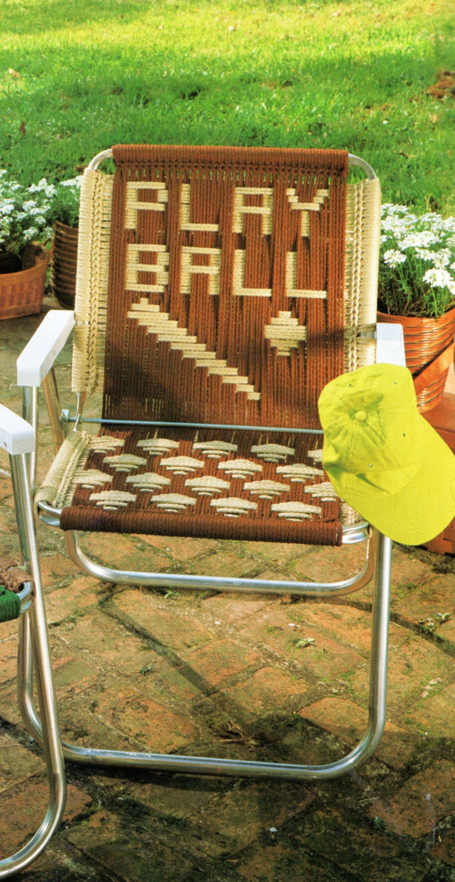 Lawn Chair Folding Chair Macrame Pattern 1970s Play Ball Sports ...