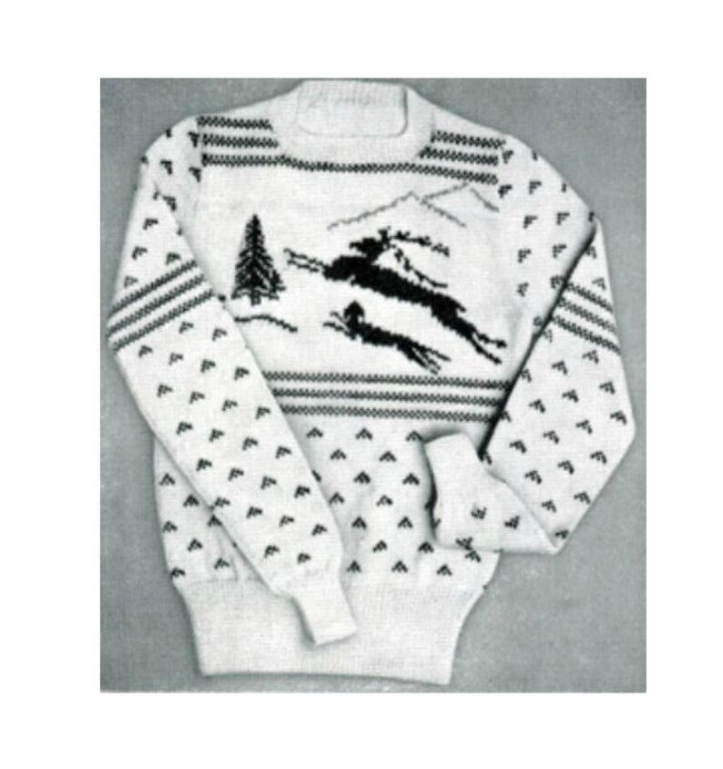 Deer Pine Tree Sweater Knitting Pattern Christmas Tree Knitting Pattern ...