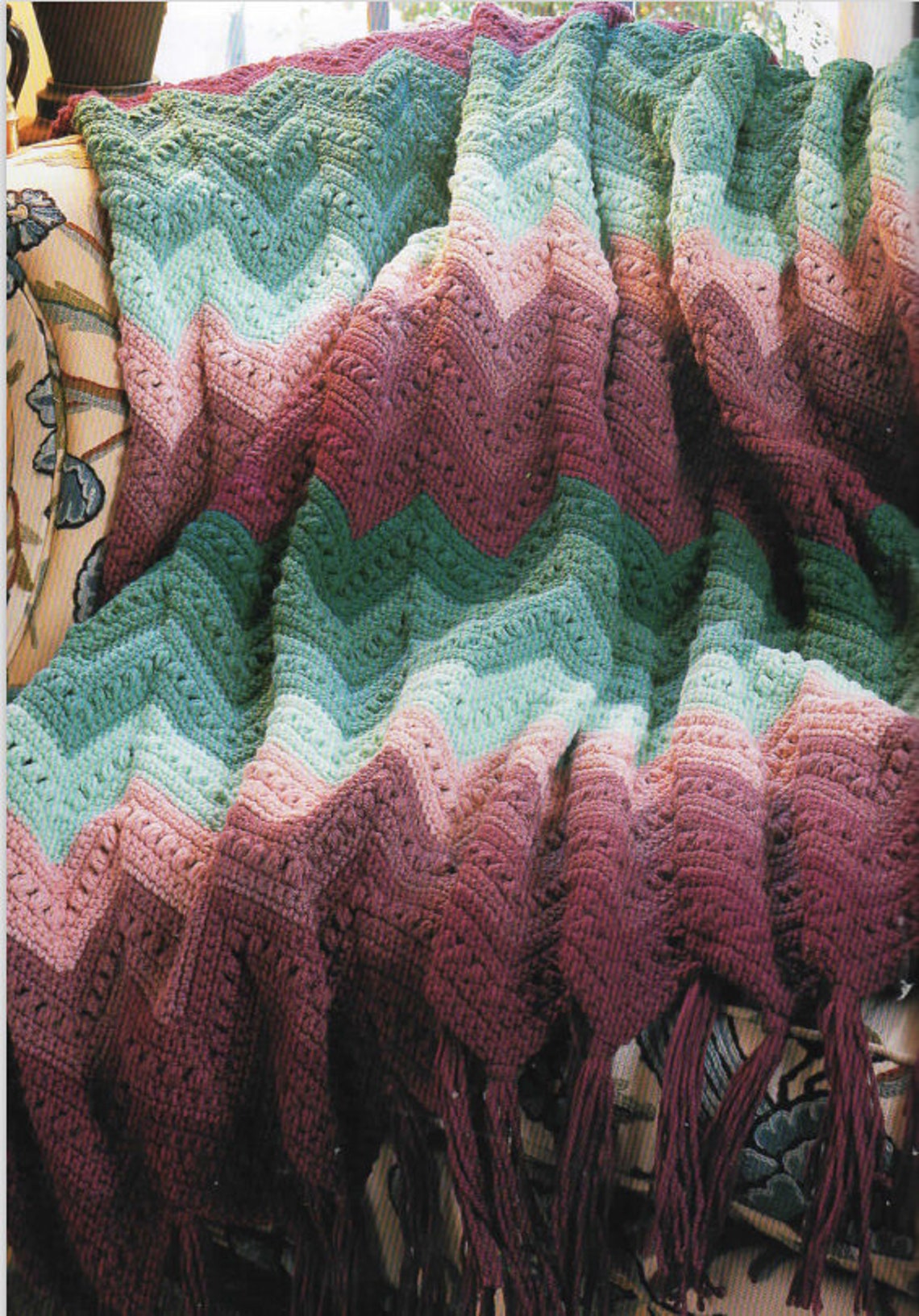 Wavy Ripple Bobble Afghan Crochet Pattern Bobble Fringe Afghan Crochet ...