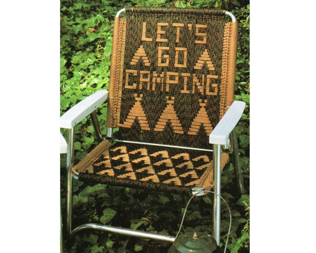 Lets Go Camping Macrame Lawn Chair Folding Chair Macrame Pattern 1970s ...