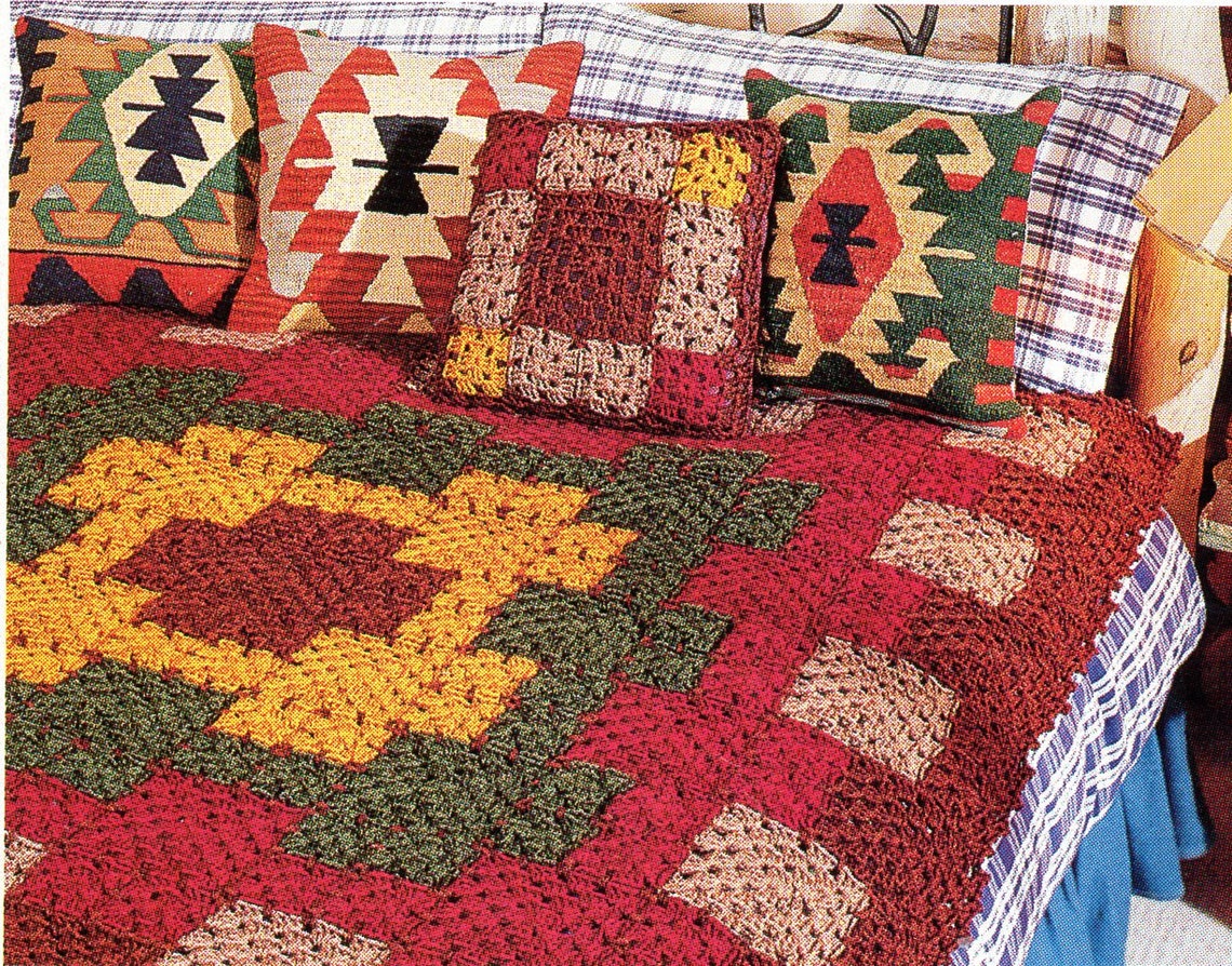 Aztec Afghan Crochet Pattern Southwest Afghan and Pillow Crochet ...