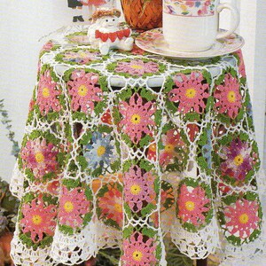 Vintage Flower Tablecloth Crochet Pattern Flower Motifs Tablecloth ...